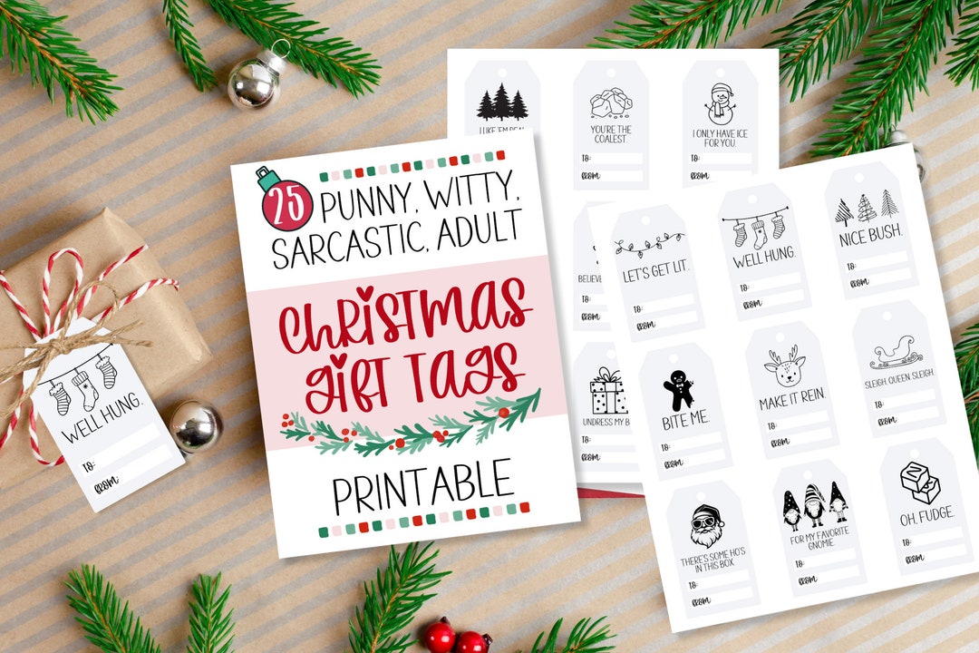 25 Punny Christmas Gift Tags Printable - Etsy