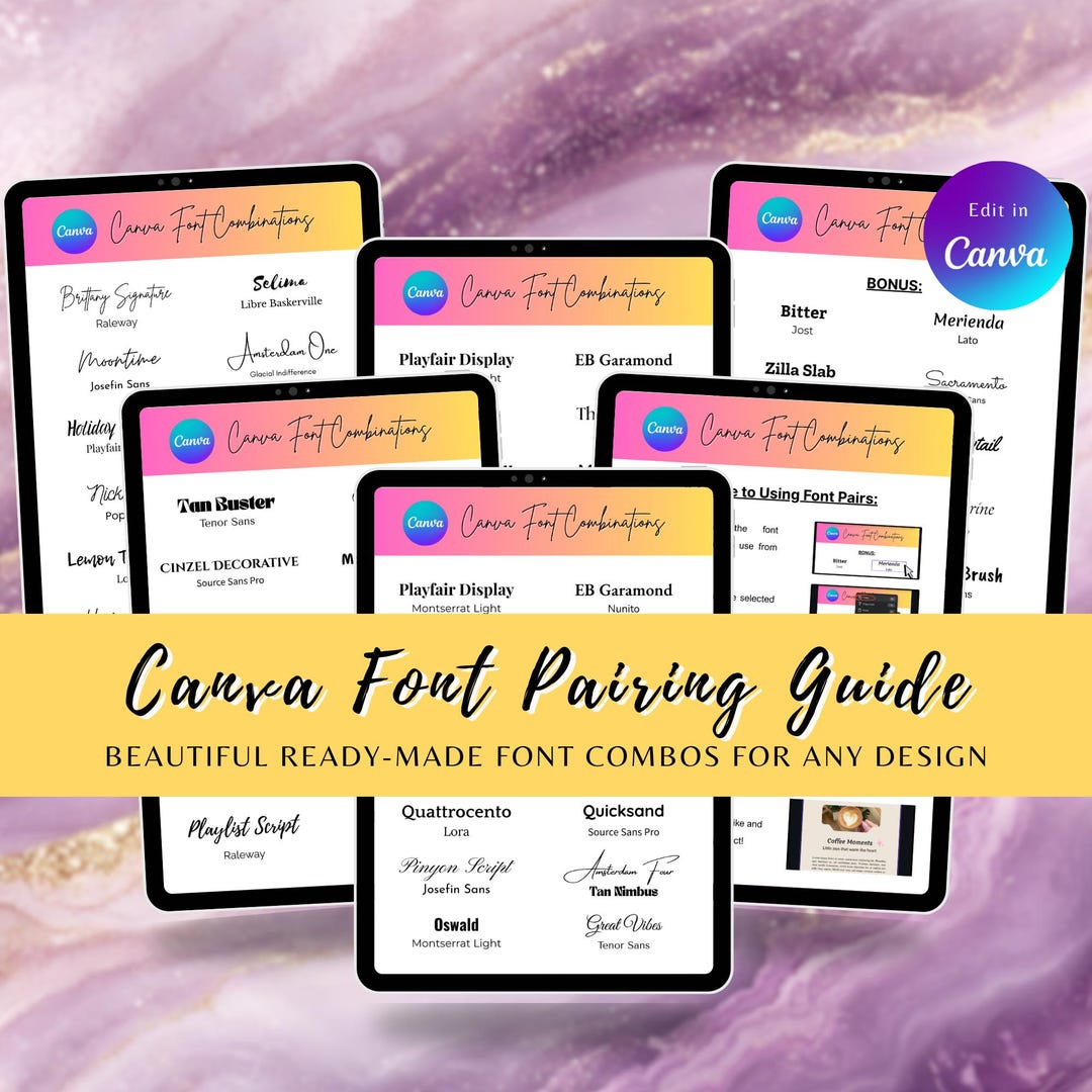 Canva Font Pairing Guide | 64 Font Combinations (copy & Paste Template ...