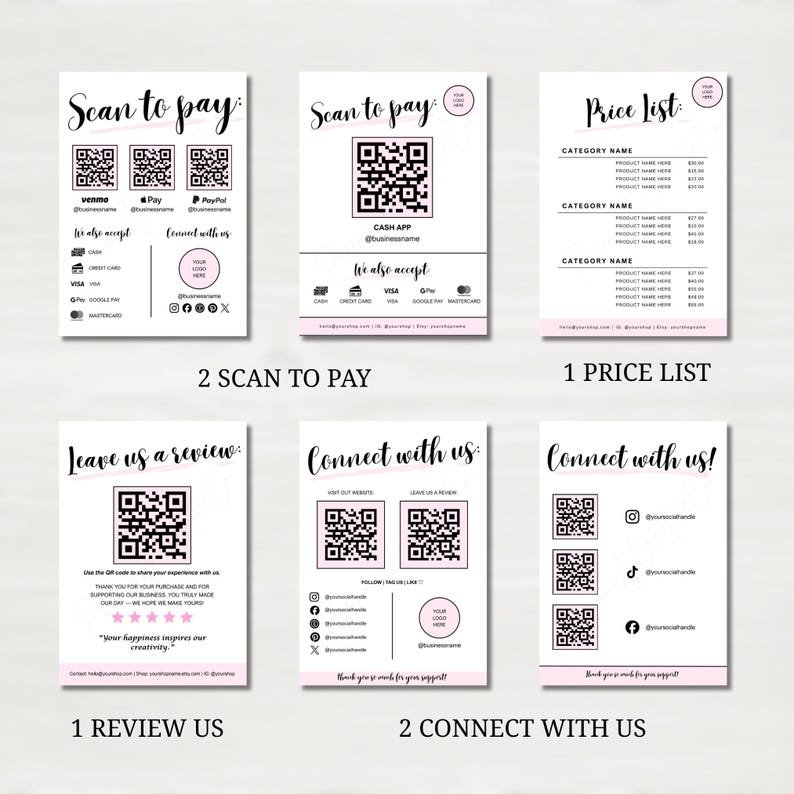 Editable QR Code Sign Templates | Small Business Canva Bundle (digital ...