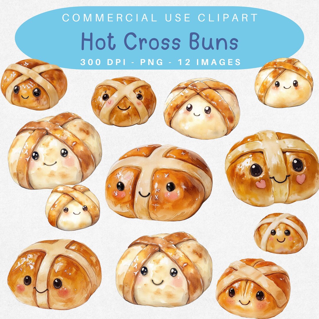 Hot Cross Buns Commercial Use Clipart | Pngs | Easter Clipart - Etsy