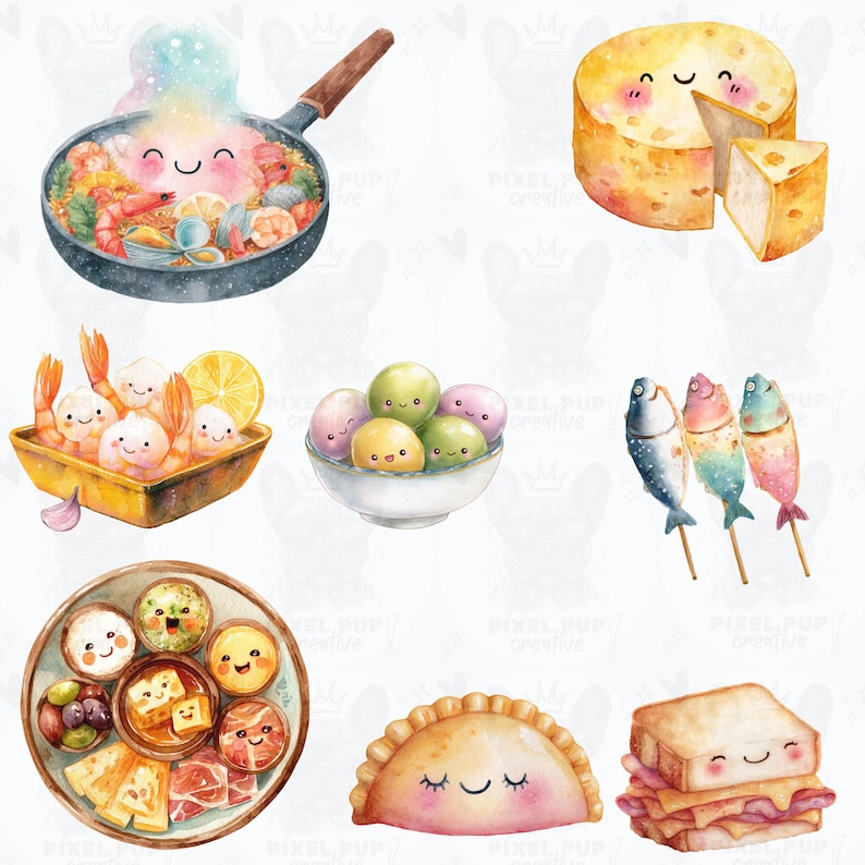 Kawaii Spanish Food Clipart | Cute Spain Food Illustrations | 27 PNG ...