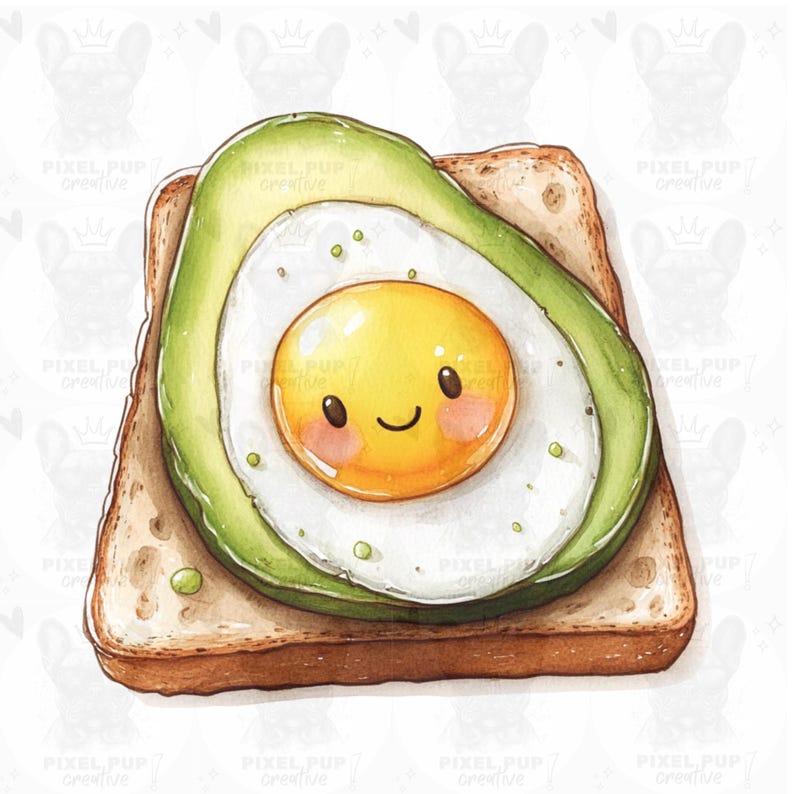 Kawaii Fried Breakfast Clipart - Cute Bacon, Egg & Beans Digital ...