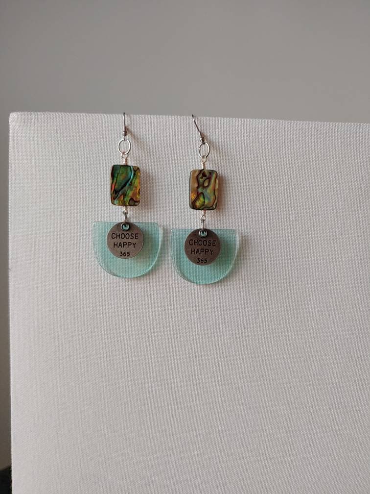 Blue Happy Earrings / Positive Earrings / Positive Word - Etsy Denmark