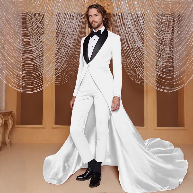 New Arrival Men’s Long Train Groom Suit – Slim Fit Jacket & Pants for ...