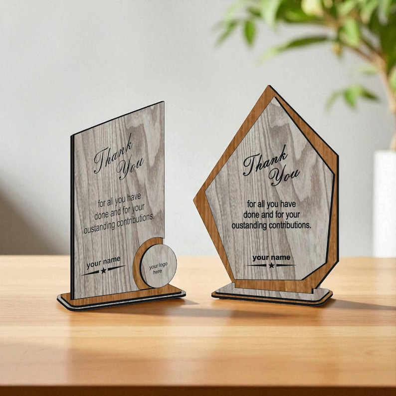 Laser Cut Thank You Award Trophy SVG | Employee Recognition Gift - Etsy