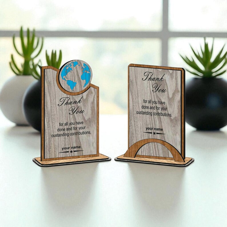Laser Cut Thank You Award Trophy SVG | Employee Gift Template - Etsy