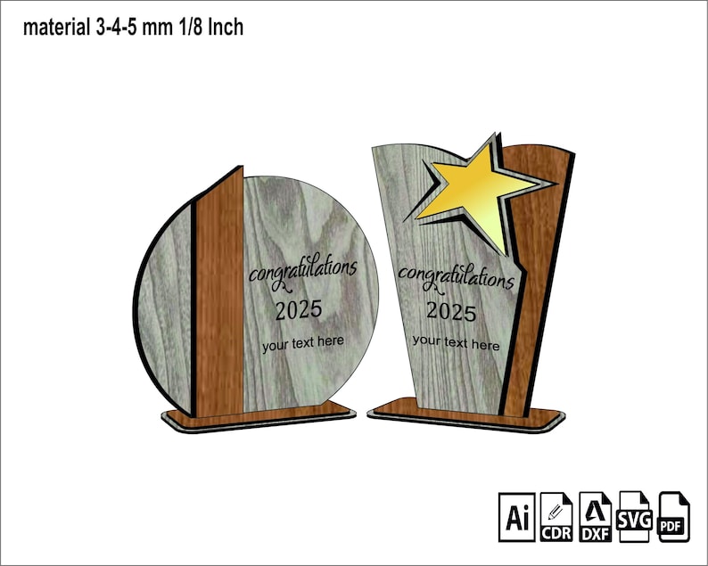 Award Trophy SVG File Laser Cutting 2 Designs, Glowforge Svg ...