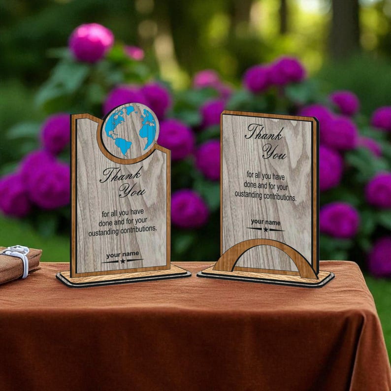 Laser Cut Thank You Award Trophy SVG | Employee Gift Template - Etsy