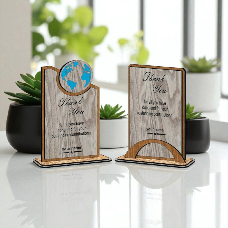 Laser Cut Thank You Award Trophy SVG | Employee Gift Template - Etsy
