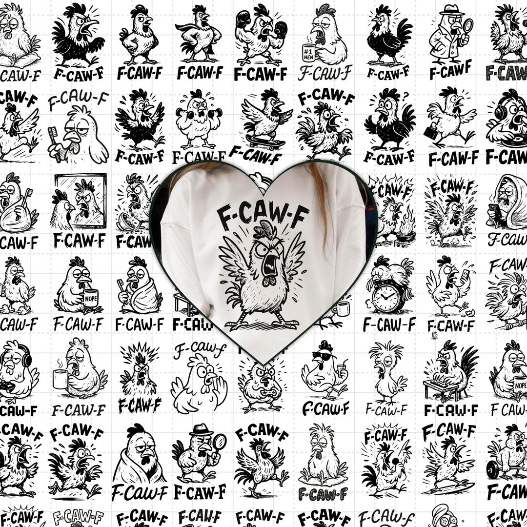 99+ Lustiges F-Caw-F Huhn Bundle PNG SVG Lustiges schreiendes Huhn Png ...