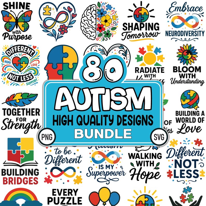 80 Autism Svg, Austism Awareness Svg Bundle, Autism Svg, Autism ...