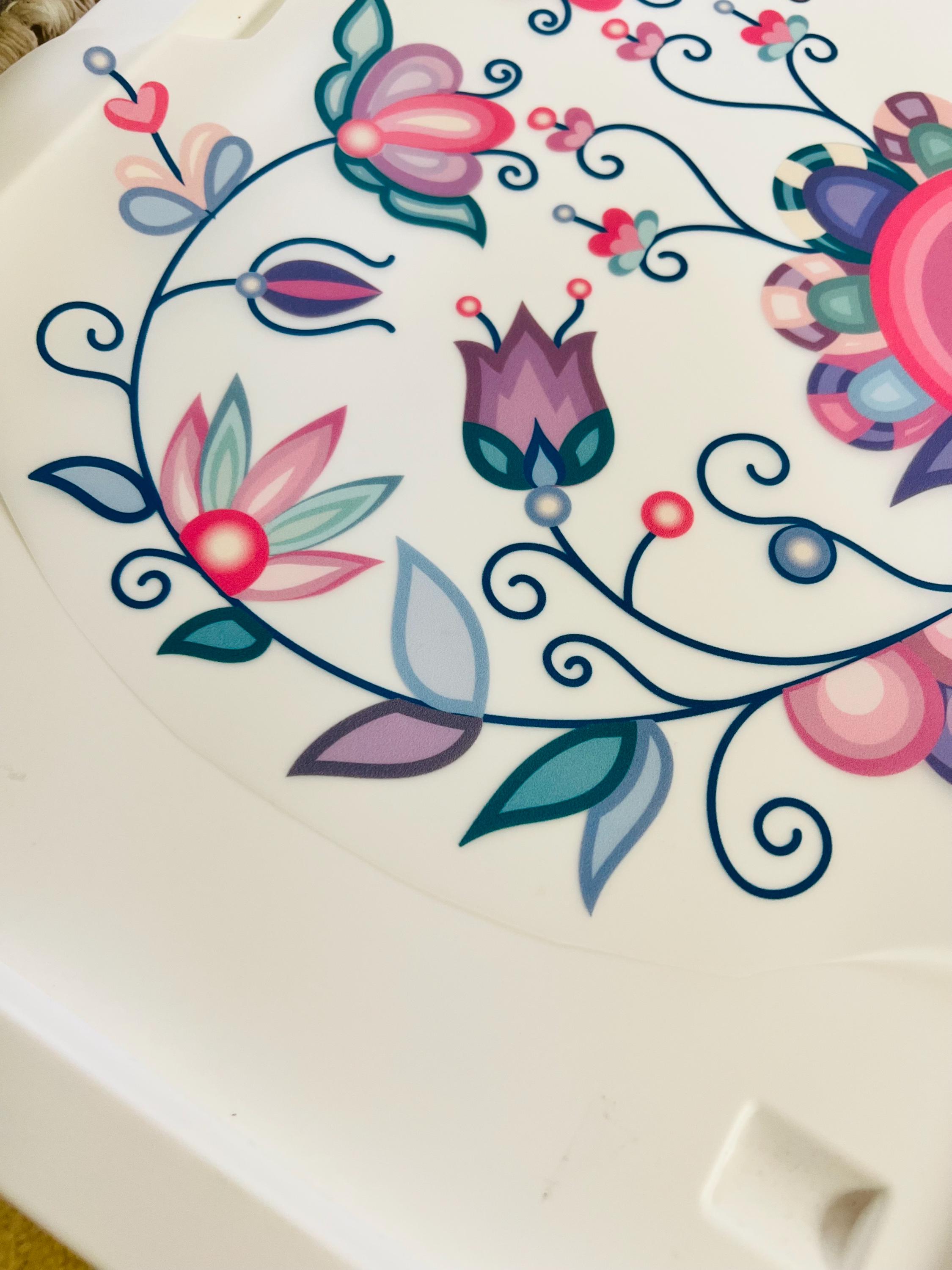 Large 10x9 Iron on Vinyl Applique Native American Cree Floral Regalia ...