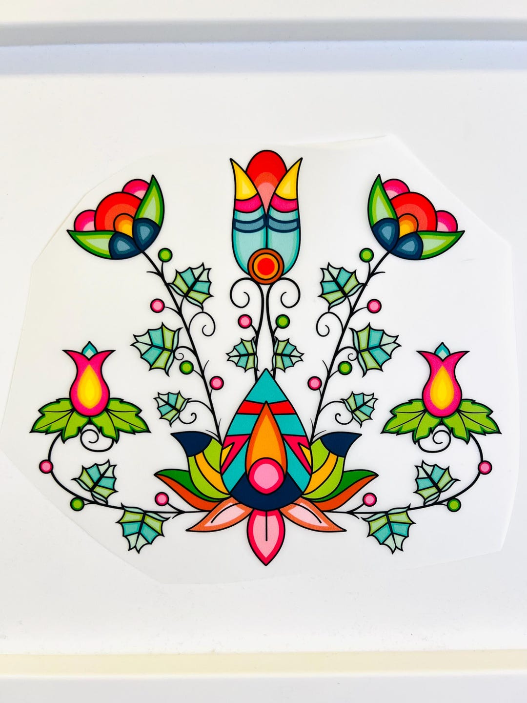 Medium 7x8 Iron on Vinyl Applique Native American Cree Floral Regalia ...