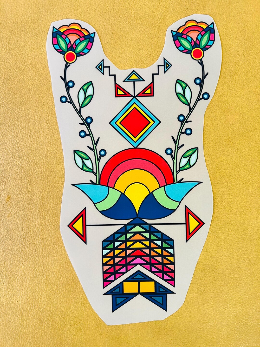 Large 7x14 Iron on Vinyl Applique Native American Cree Floral Regalia ...