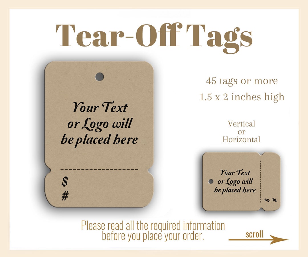 Tear-off Tags Customized, Perforated Custom Jewelry Tags, Merchandise ...