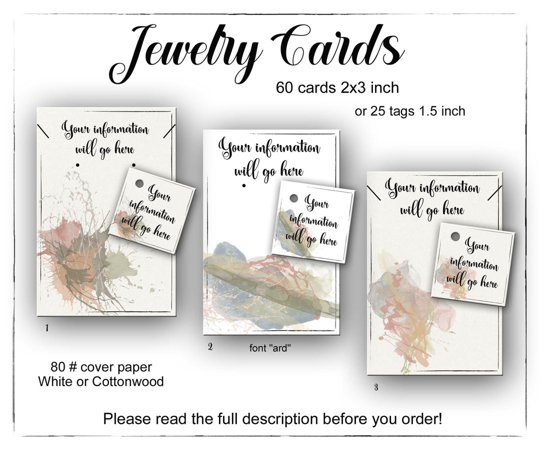 Personalized Jewelry Cards Custom Earring Cards 2 Sizes Jewelry ...