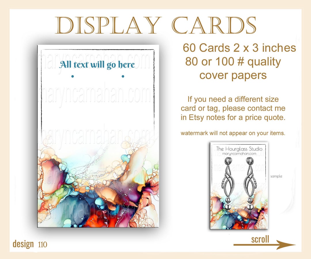 Personalized Earring and Necklace Cards, Jewelry Cards,display Cards ...