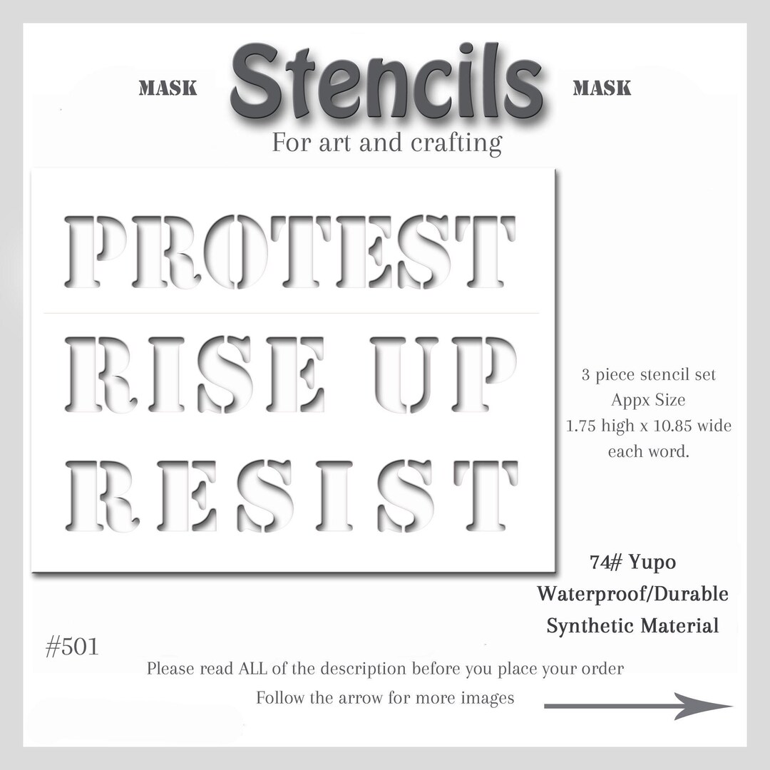 Protest Resist Rise up Stencil: Mixed Media Gel Plate Printing, Gel 501 ...