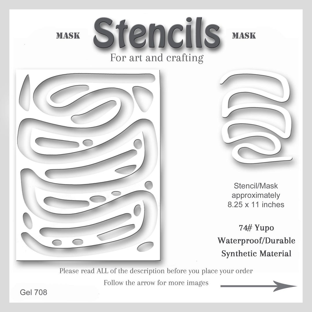 Stencil Mask Gel Printmaking, Abstract Shapes, 74# Yupo, Gelli Plate ...