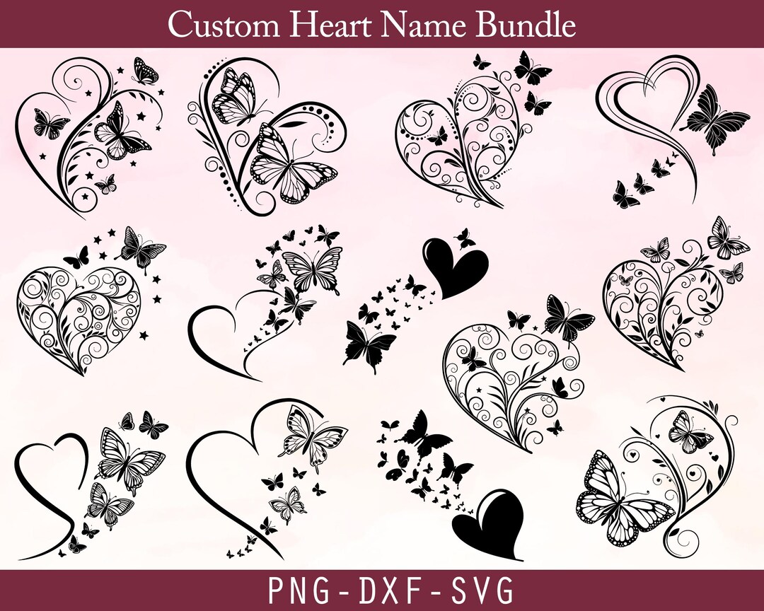 Custom Heart Name Svg Bundle,custom Heart Name Sign, Custom Heart Svg ...