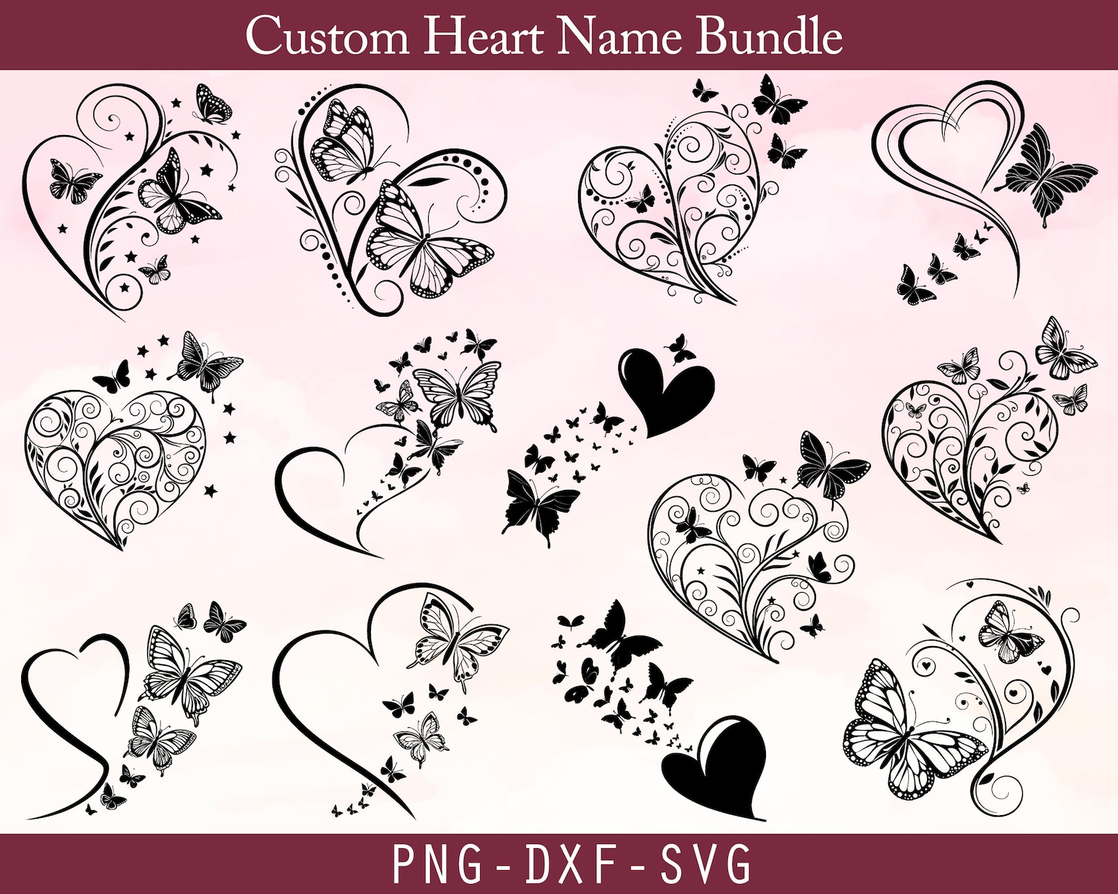 Custom Heart Name Svg Bundle,custom Heart Name Sign, Custom Heart Svg ...