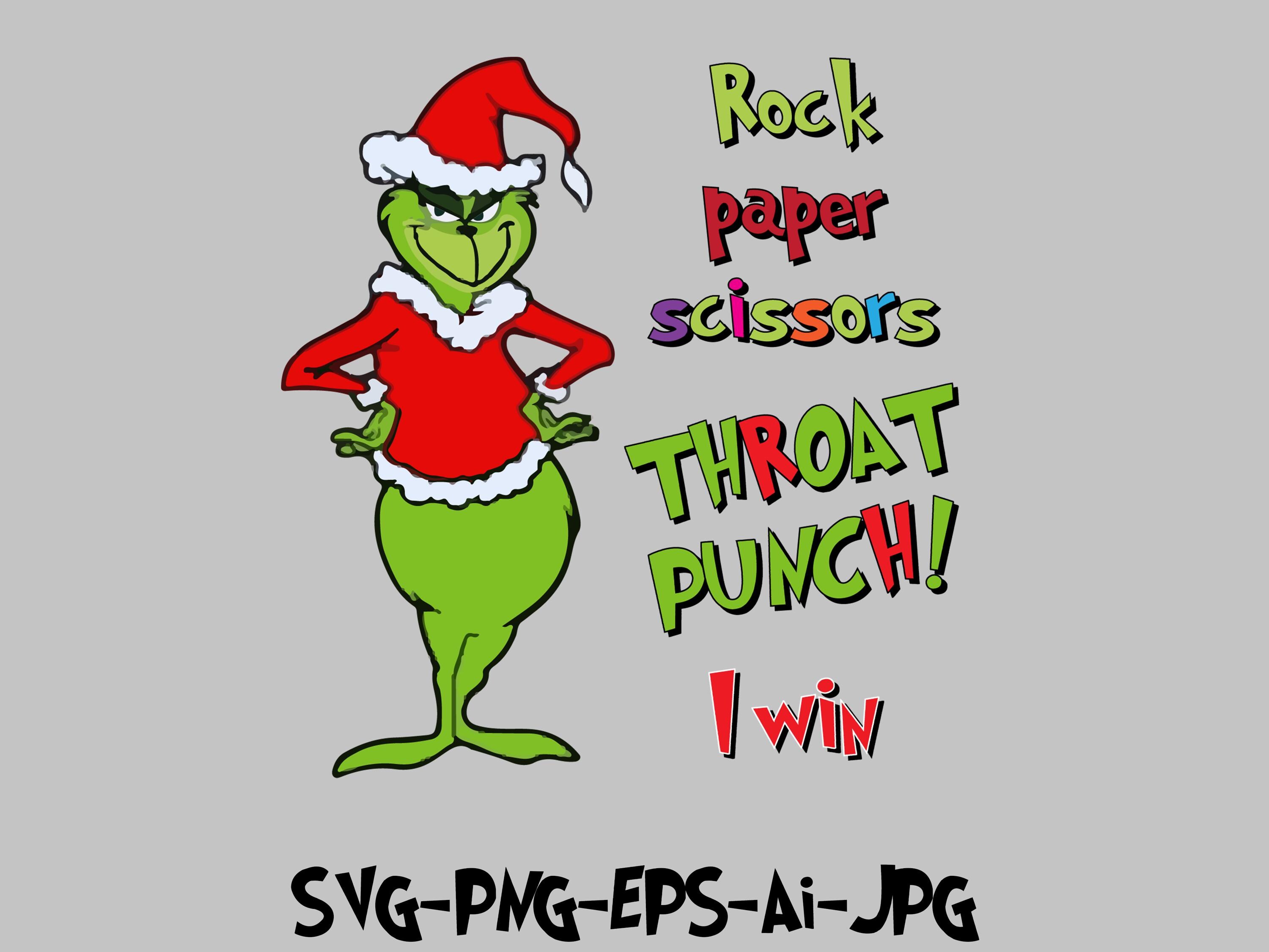 Rock Paper Scissors Throat Punch I Win PNG SVG, Funny Grinch Quote ...
