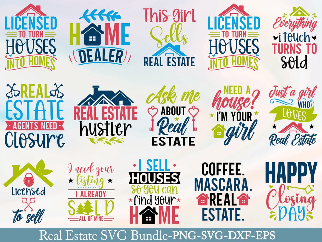 Real Estate Agent SVG Bundle: Realtor Logos, Quotes, and Home Designs ...