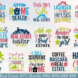 Real Estate Agent SVG Bundle: Realtor Logos, Quotes, and Home Designs ...