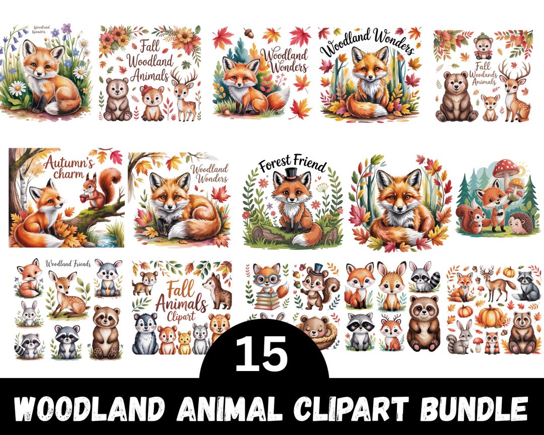 Woodland Animals, Forest Clipart, Cute Animals, Woodland Art, Baby ...