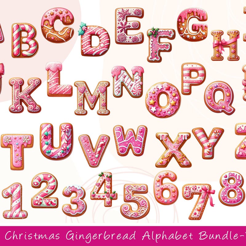 Gingerbread Alphabet Pink - Etsy