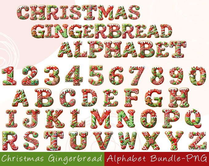 Christmas Gingerbread Alphabet: Festive Cookie Letters PNG Images ...