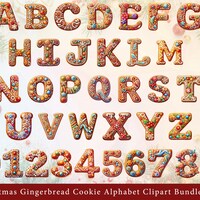 Christmas Alphabet Clipart | Santa Letters & Numbers PNG (digital ...