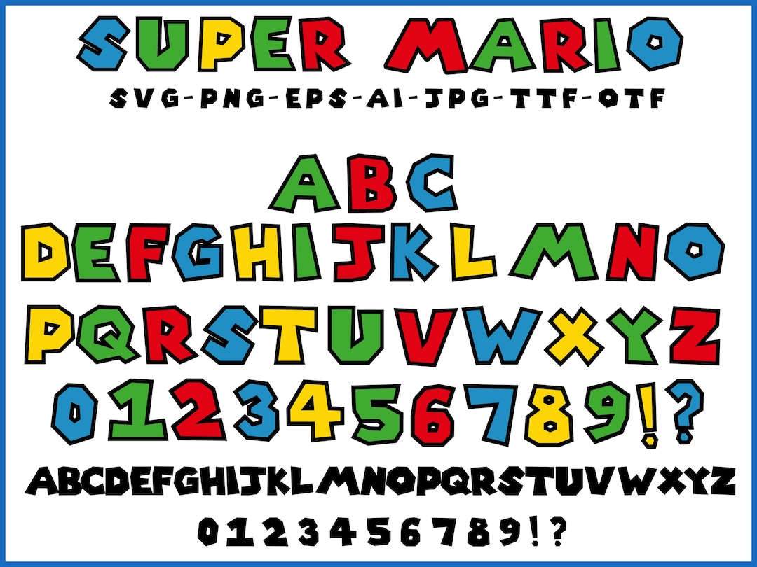 Super Mario Font, Mario Font, Super Mario Letters, Super Mario Font SVG ...