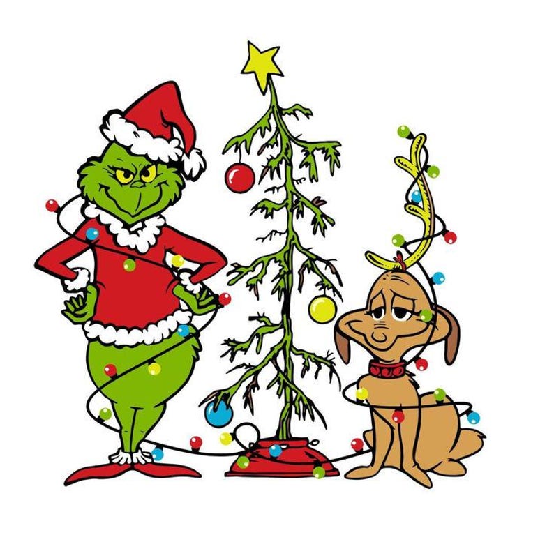 Árbol de Navidad del Grinch y Max (PNG), divertido clipart navideño del ...