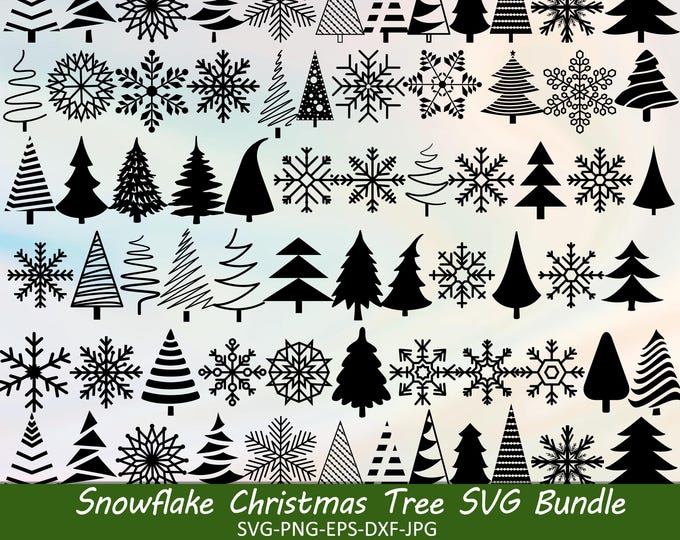 3D Snowflake Standing Trees Set of 4 SVG Files Glowforge Laser ...