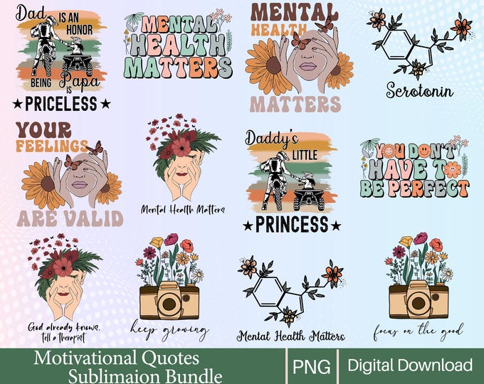 Inspirational Quotes Clipart Bundle Motivational Positive Sayings PNG ...