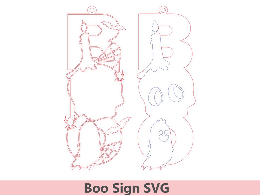 Halloween Boo Sign SVG: Laser Cut File for Door Hanger (digital ...