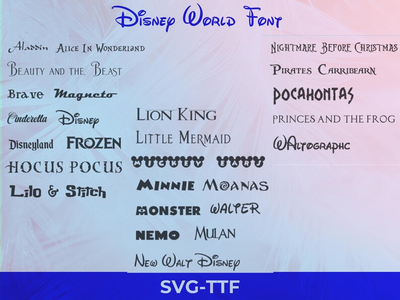 Cartoon Font Bundle OTF Svg,cricut Cut Files, Disney Clipart Silhouette ...
