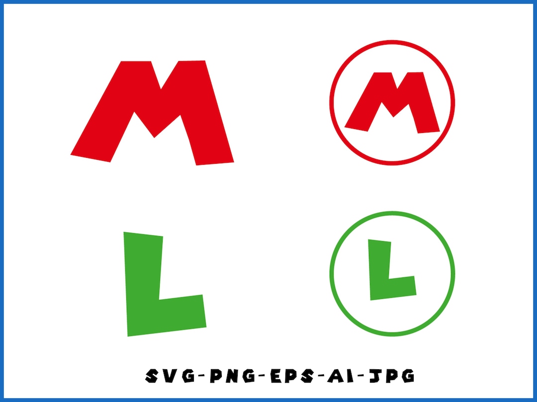 Mario and Luigi SVG PNG Bundle | Super Mario Logo and Hats SVG | Gamer ...