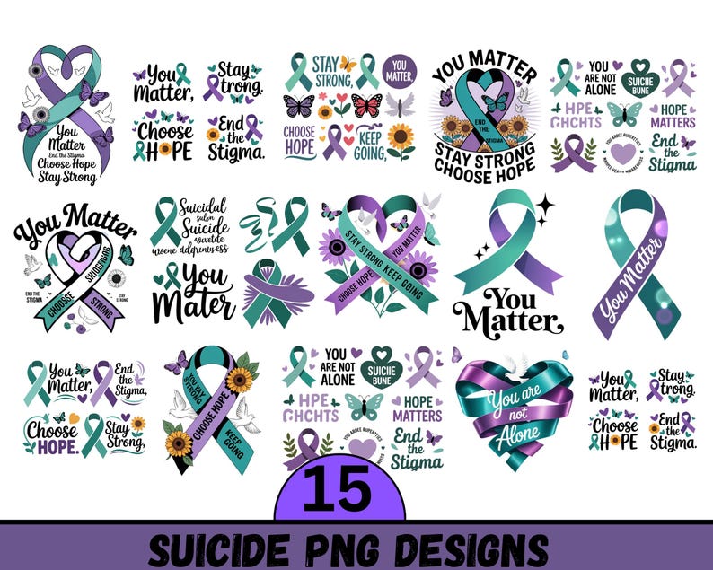 Suicide Prevention PNG Bundle | Mental Health Awareness Designs | Hope ...