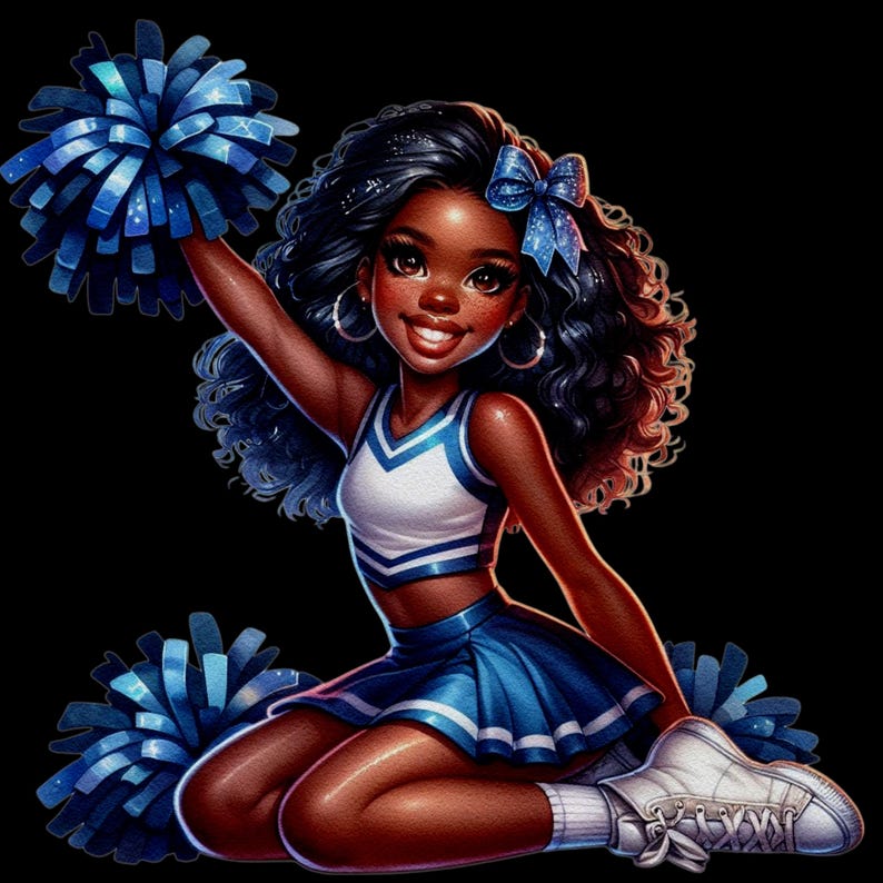 Black Girl Cheerleader Sublimation PNG | Cute Cheerleader Clipart ...