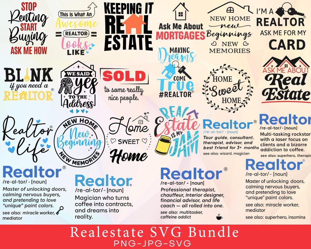Real Estate SVG Bundle| Real Estate PNG Bundle| Realtor Svg| Real ...