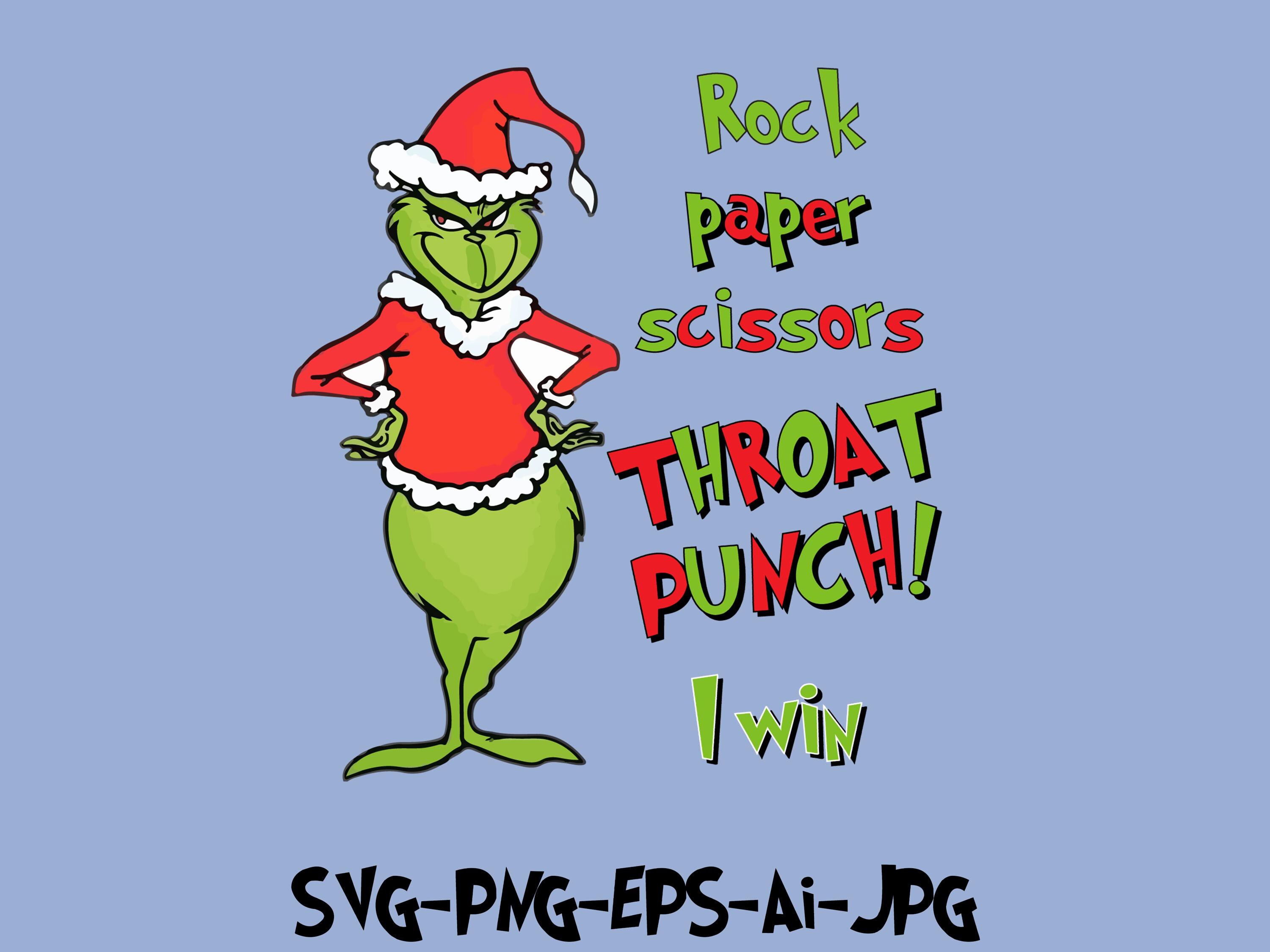Rock Paper Scissors Throat Punch I Win PNG SVG, Funny Grinch Quote ...