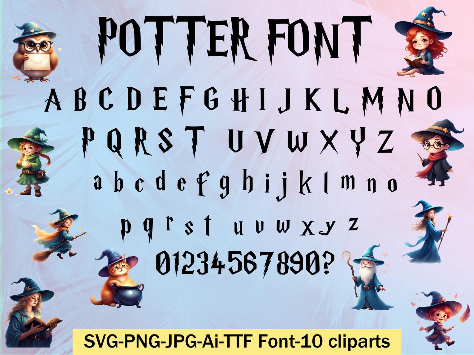 Potter Font SVG Halloween Font Wizard Potter Svg Png Eps TTF Font ...