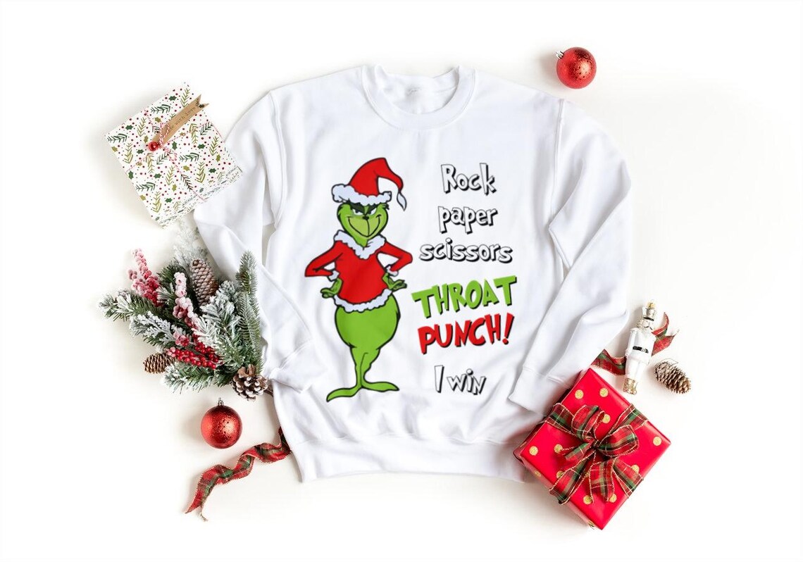 Rock Paper Scissors Throat Punch I Win PNG SVG, Funny Grinch Quote ...