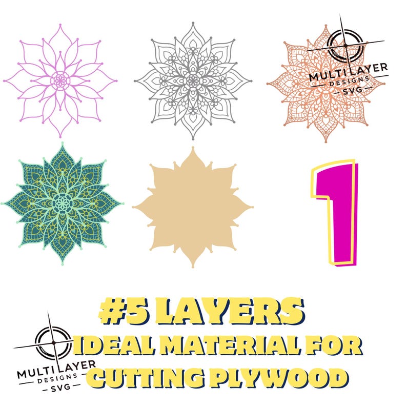 6 Set of 3D Mandala SVG Multilayer, Laser Cut File, Multilayer Mandala ...