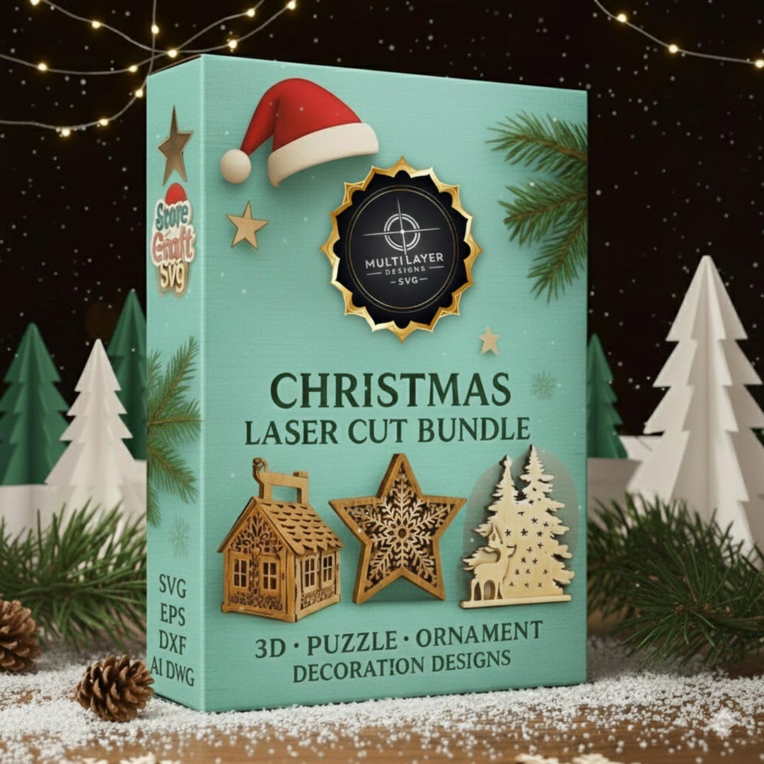 Holiday Multilayer Laser Cut Bundle – 3D Templates, Ornaments ...