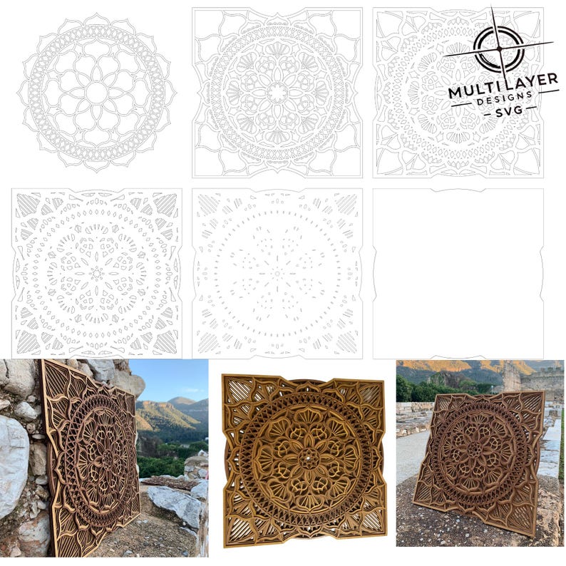 6 Set of 3D Mandala SVG Multilayer, Laser Cut File, Multilayer Mandala ...