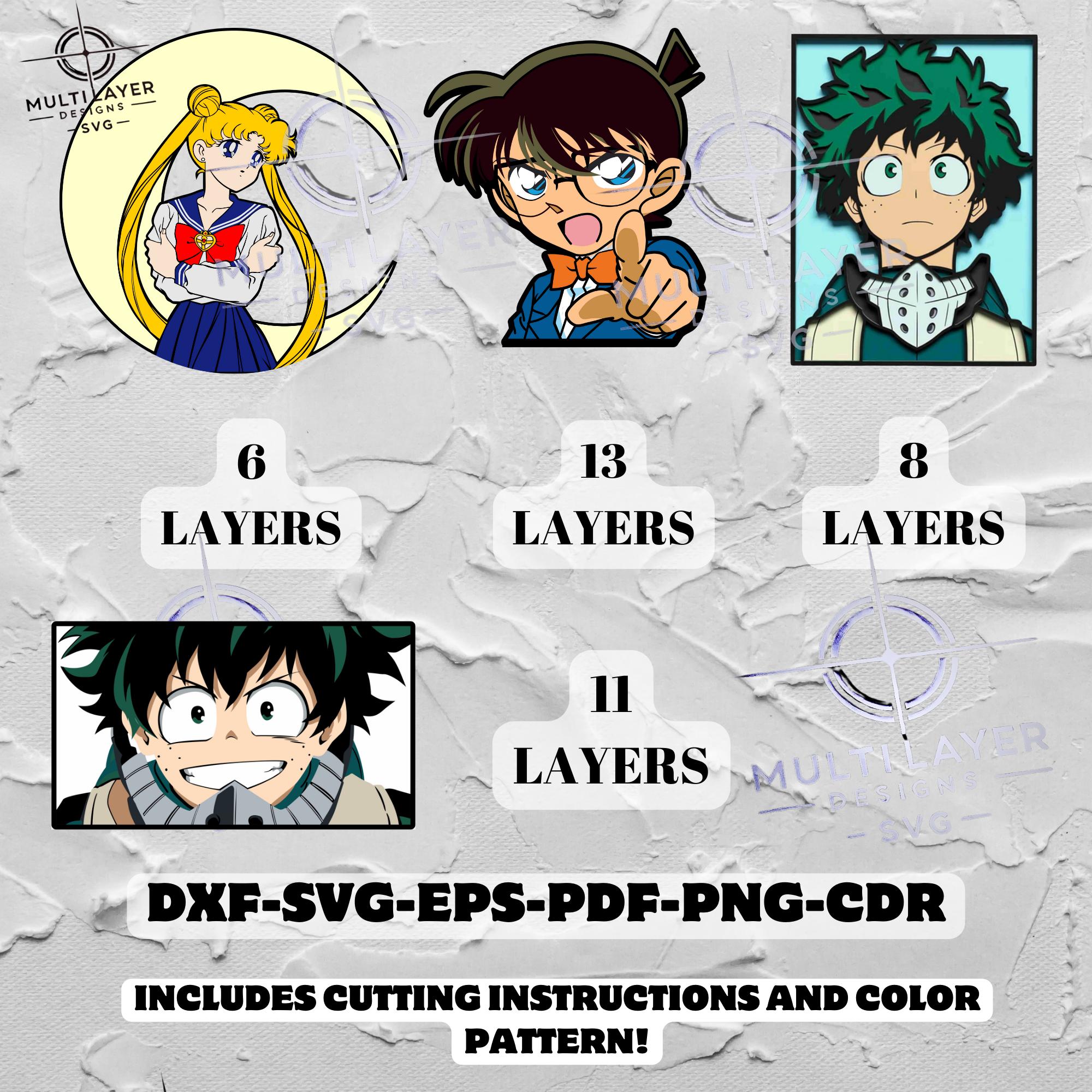 20+ Anime SVG Bundle | Multilayer Laser Cut Files | Manga Laser Cutting ...