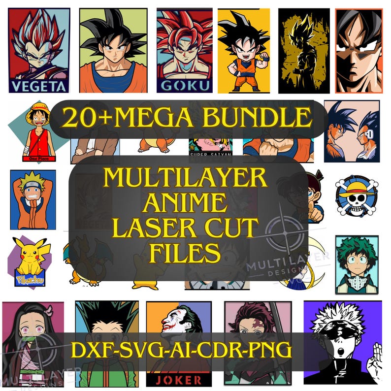 20+ Anime SVG Bundle | Multilayer Laser Cut Files | Manga Laser Cutting ...